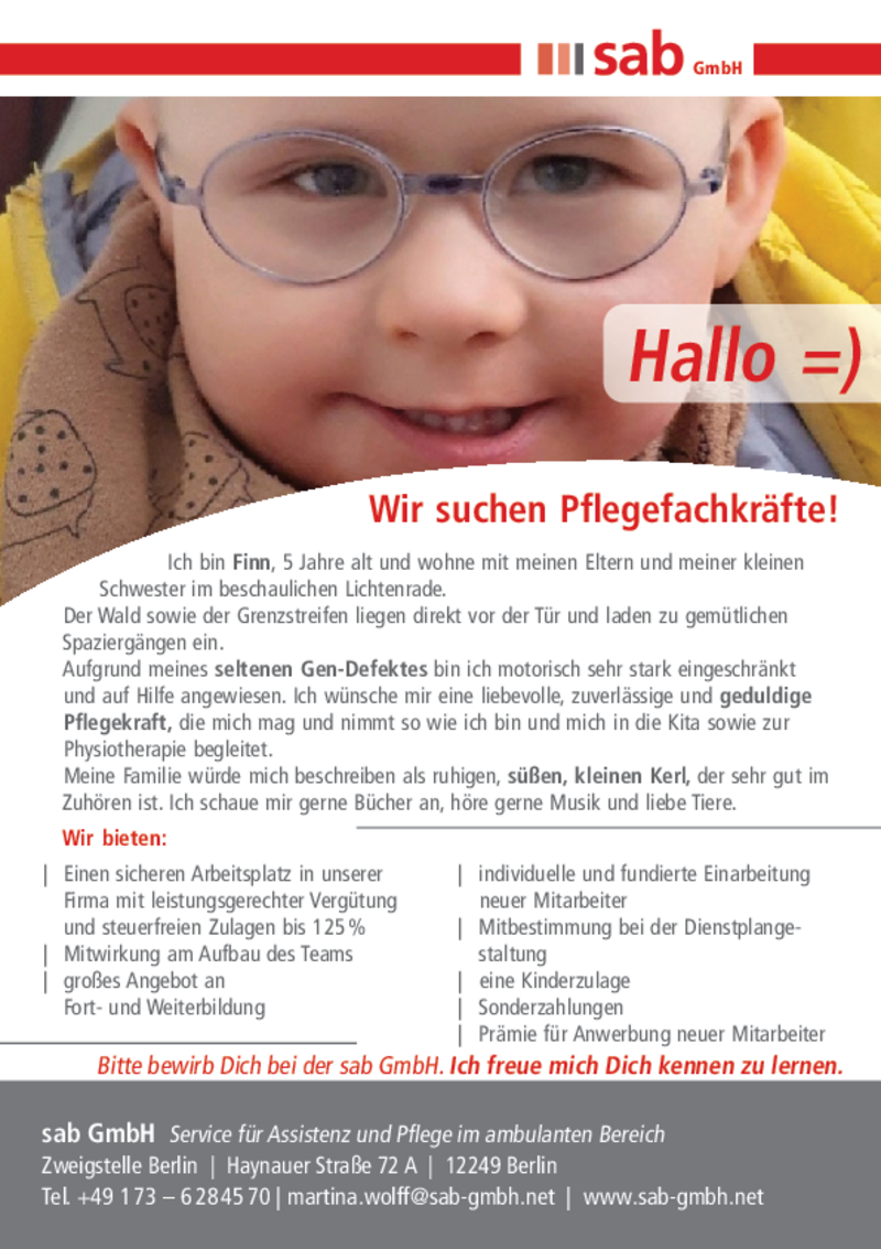 Jobs - sab GmbH | Service für Assistenz und Pflege im ambulanten ...