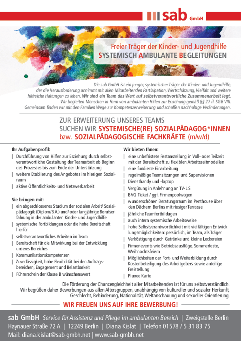 Jobs - sab GmbH | Service für Assistenz und Pflege im ambulanten ...